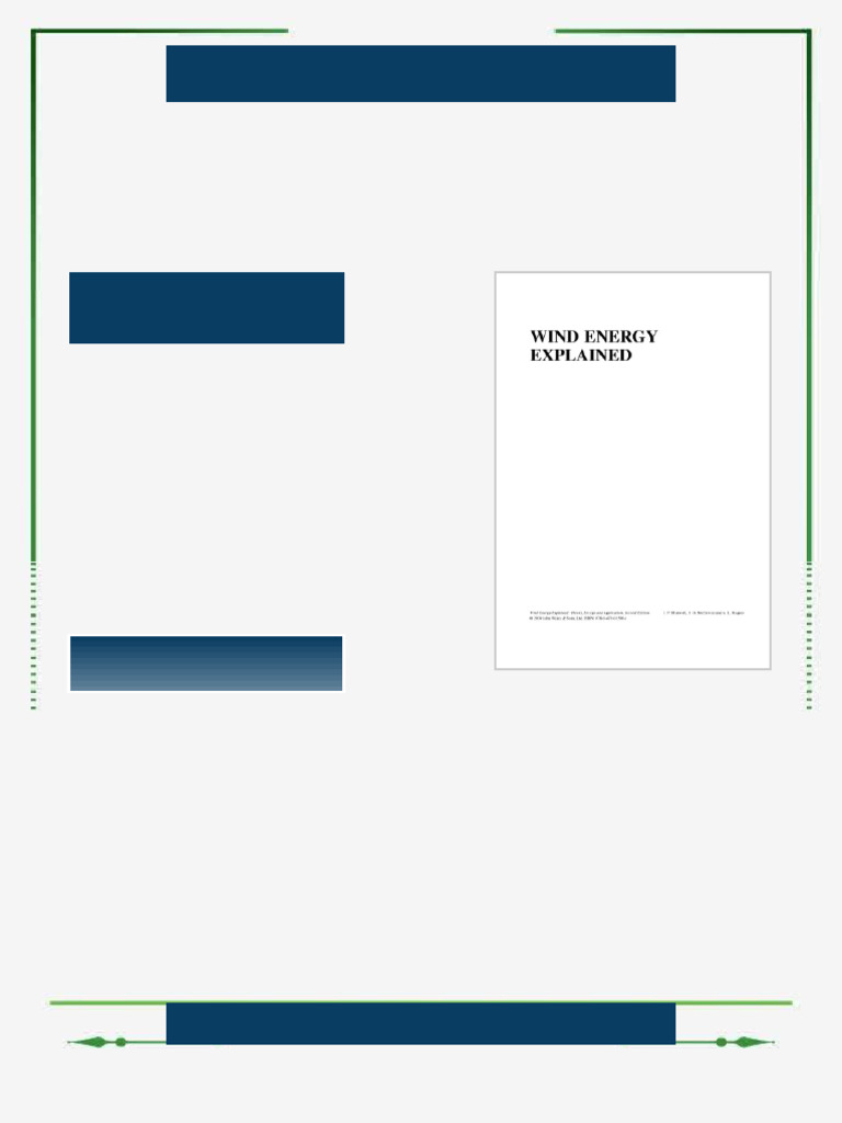 Wind Energy Explained Theory Design and Application Second Edition J. F ...
