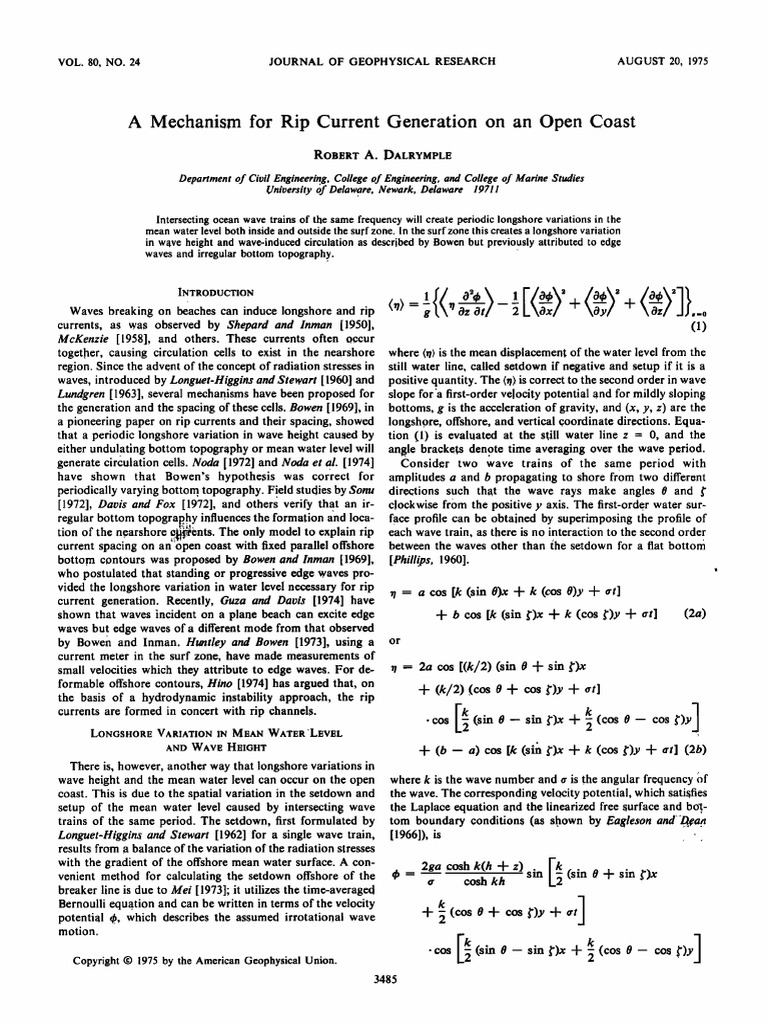 Mechanism of Rip Current Generation | PDF | Motion (Physics) | Physical ...