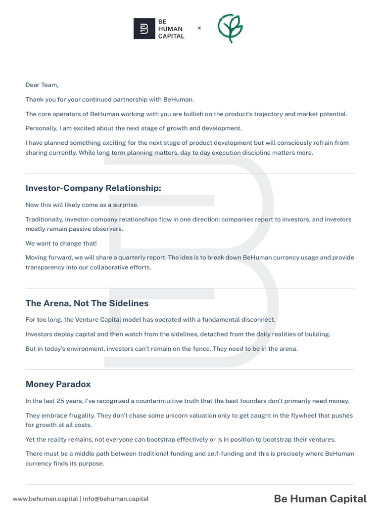 Investor-Company Relationship:: Be Human Capital | PDF | Business ...