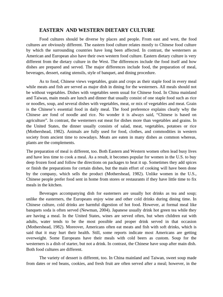 Eastern and Western Dietary Culture | PDF | Chinese Cuisine | Tableware