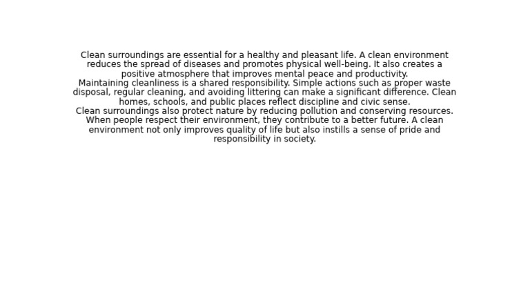 Importance of Clean Surroundings | PDF