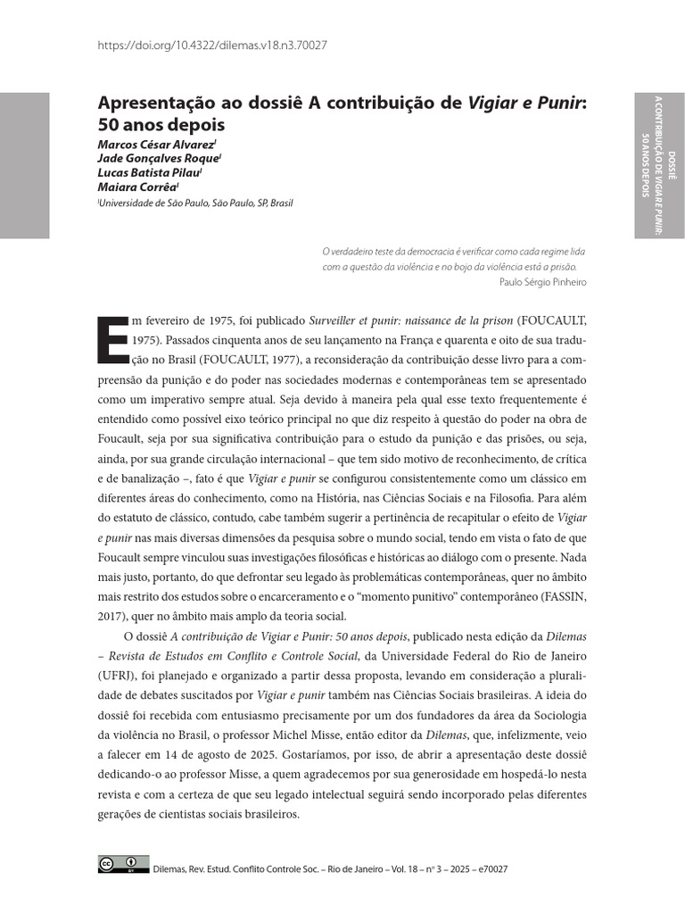 Vigiar e Punir: 50 Anos de Impacto | PDF | Michel Foucault | Sociologia