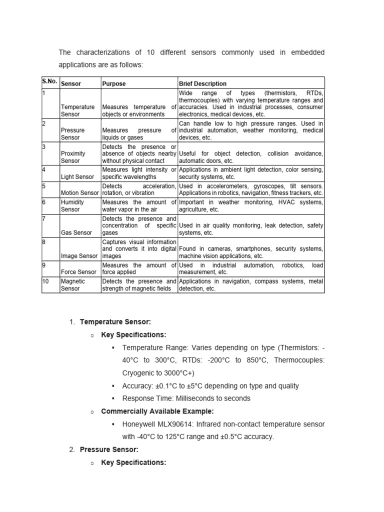 Overview of 10 Common Embedded Sensors | PDF | Sensor | Image Resolution