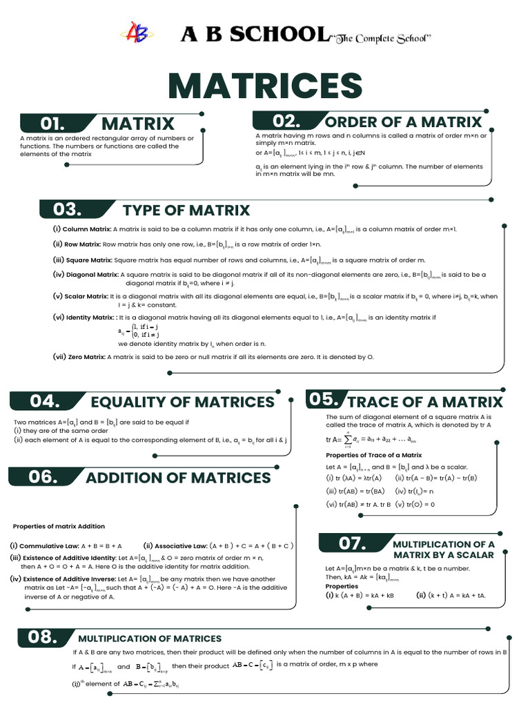 Matrices | PDF | Matrix (Mathematics) | Mathematical Objects