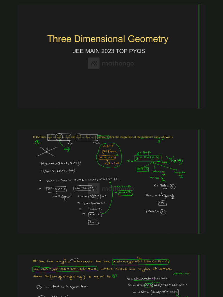 Vector 3D PYQs (2023) - Class Slides | PDF