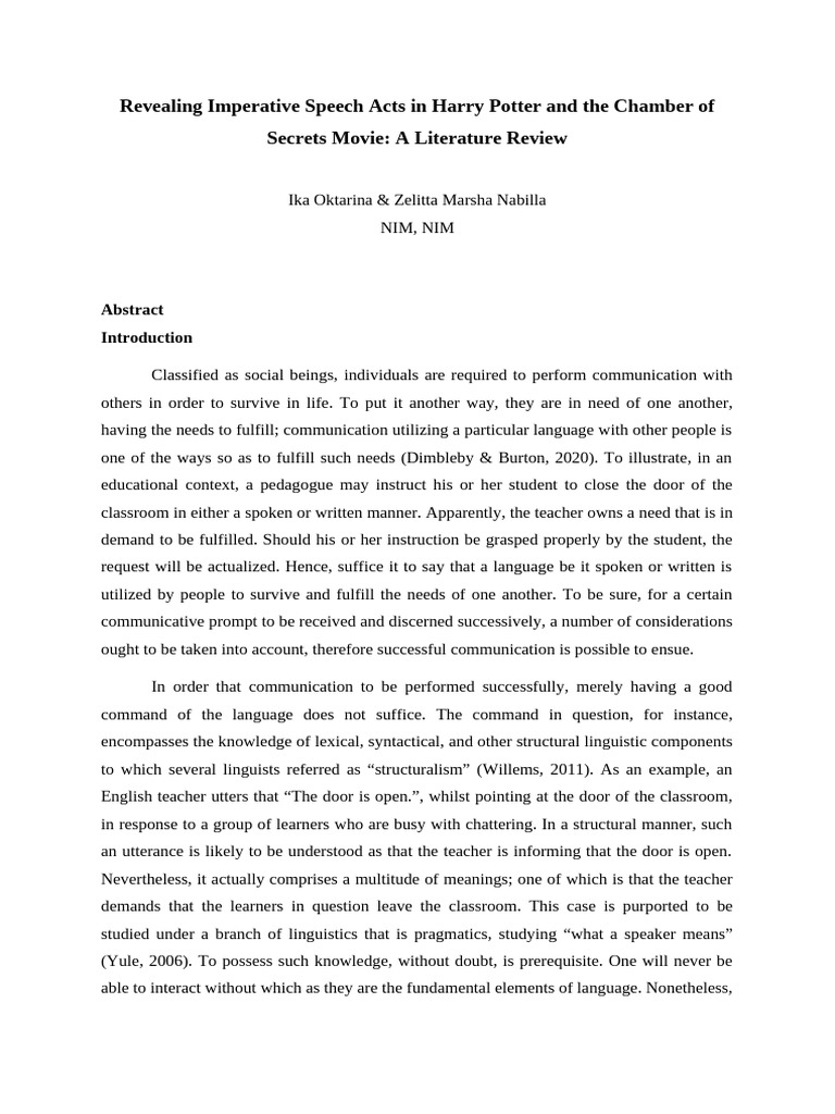 Imperative Speech Acts in Harry Potter | PDF | Semantics | Linguistics