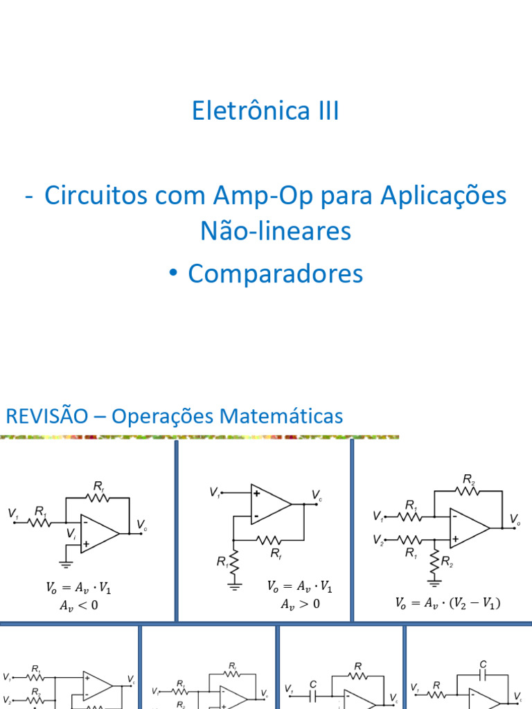Comparadores com Amp-Op em Eletrônica | PDF | Amplificador operacional ...