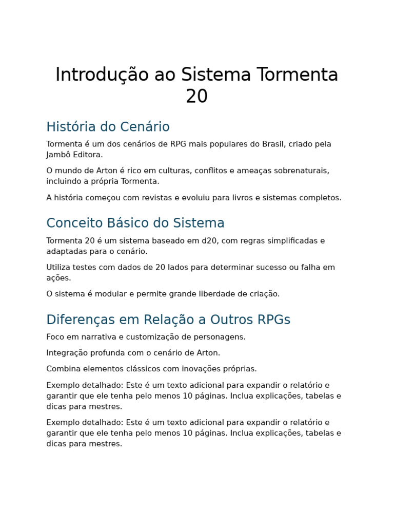 Introdução Ao Sistema Tormenta 20 | PDF | Jogos de RPG