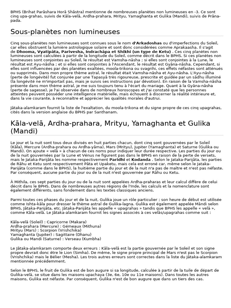 Planètes non lumineuses en astrologie védique | PDF | Astrologie ...