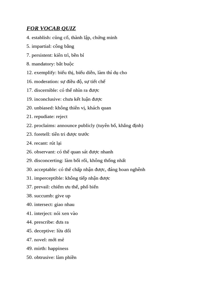 For Vocab Quiz | PDF