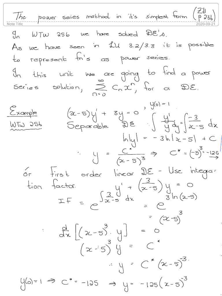 The Power Series Method in It's Simplest Form | PDF