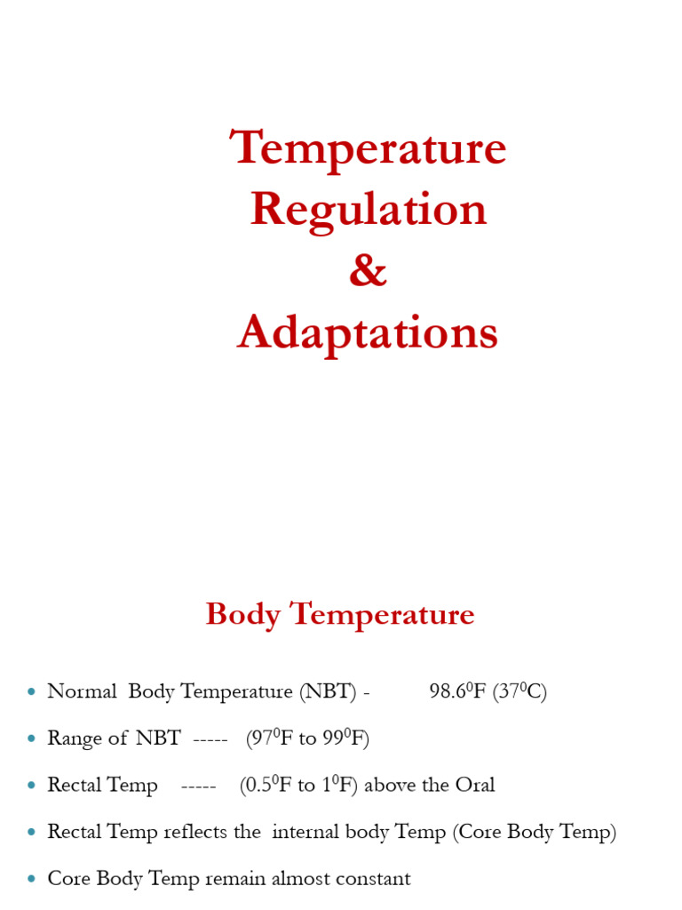 Body Temperature Regulation and Adaptations | PDF | Thermoregulation ...