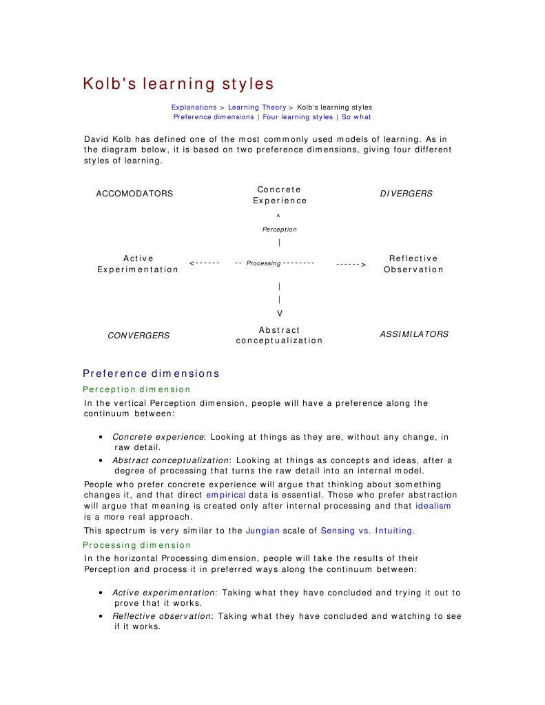 Understanding Kolb's Learning Styles Model: An In-Depth Explanation of ...