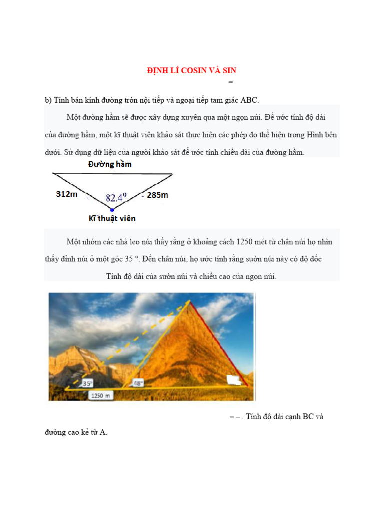 Định Lí Cosin Và Sin 1 | PDF
