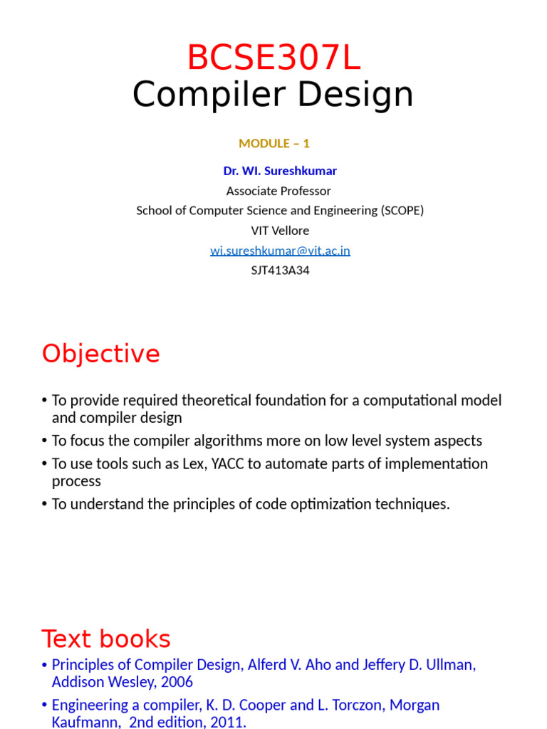 CD Mod 1 SureshKumar | PDF | Compiler | Computing