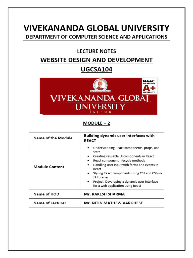 Module 2 - Building Dynamic User Interfaces With React | PDF | User ...