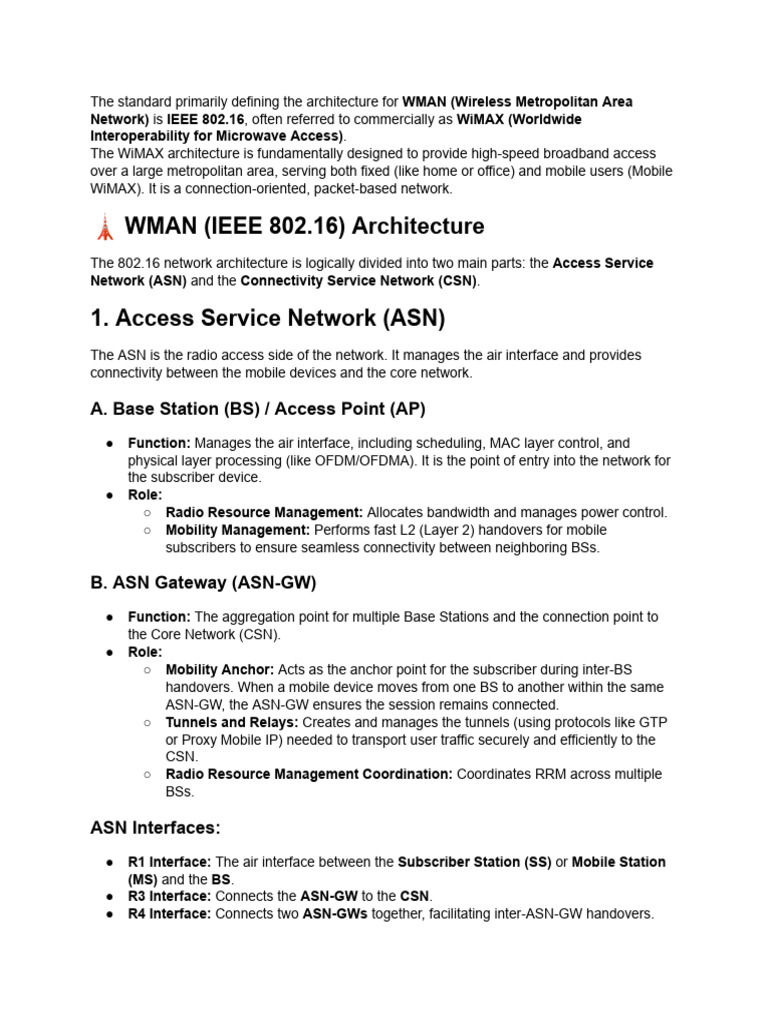 Architecture of WMAN | PDF | Computer Network | Wi Max