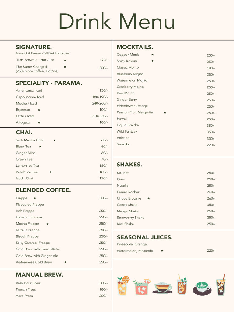 1688700132899jod-E.drink Menu | PDF | Hot Drinks | Caffeinated Drinks