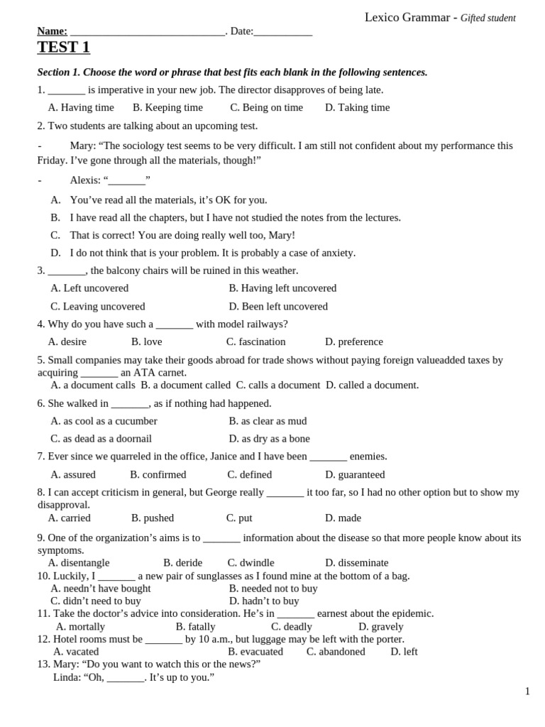 Gifted Student Grammar Test Guide | PDF | Camel