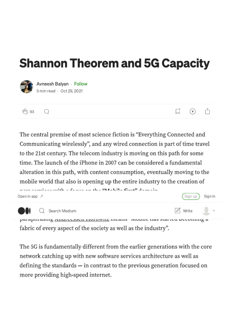 Shannon Theorem and 5G Capacity. The Ce.. | PDF