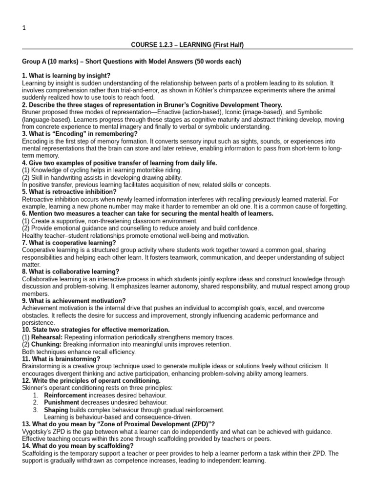 Learning Insights and Strategies Explained | PDF | Learning ...