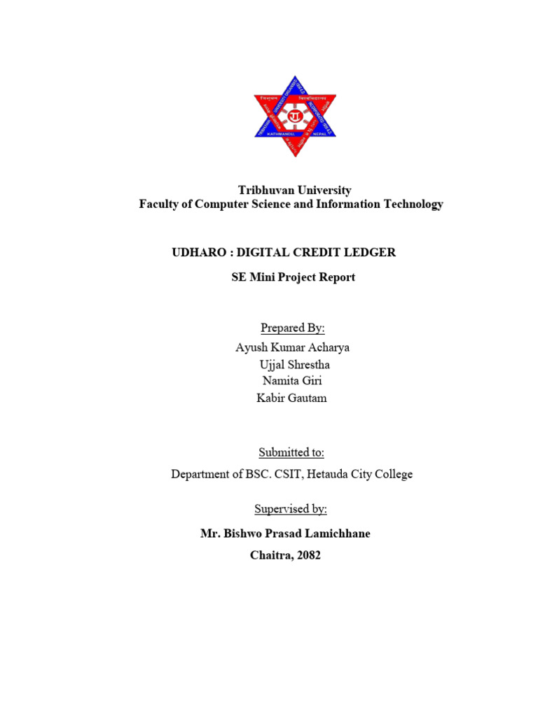 Mini Project Report (Software Engineering Udharo) | PDF | Databases ...