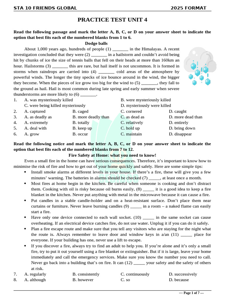 STA 10 Friends Global - Practice Test Unit 4 - 2025 Format | PDF ...
