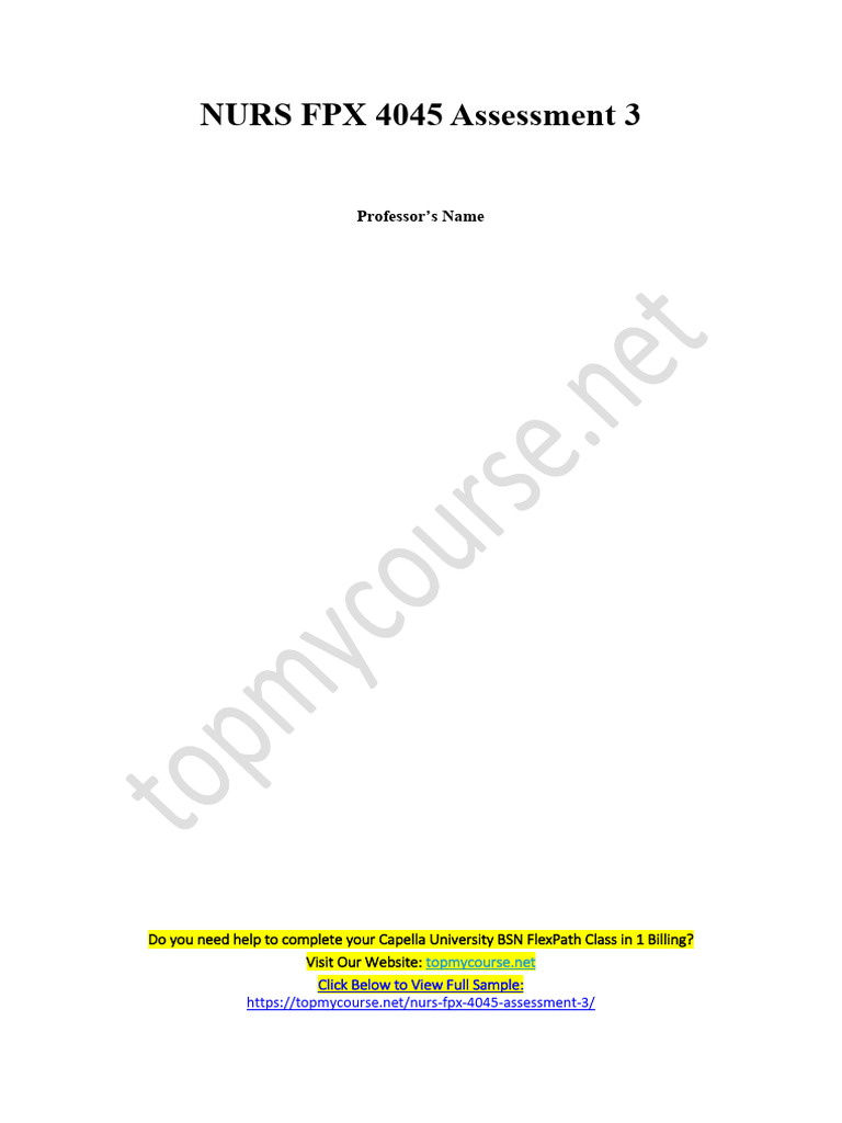 NURS FPX 4045 Assessment 3_topmycourse.net | PDF | Patient Safety | Nursing