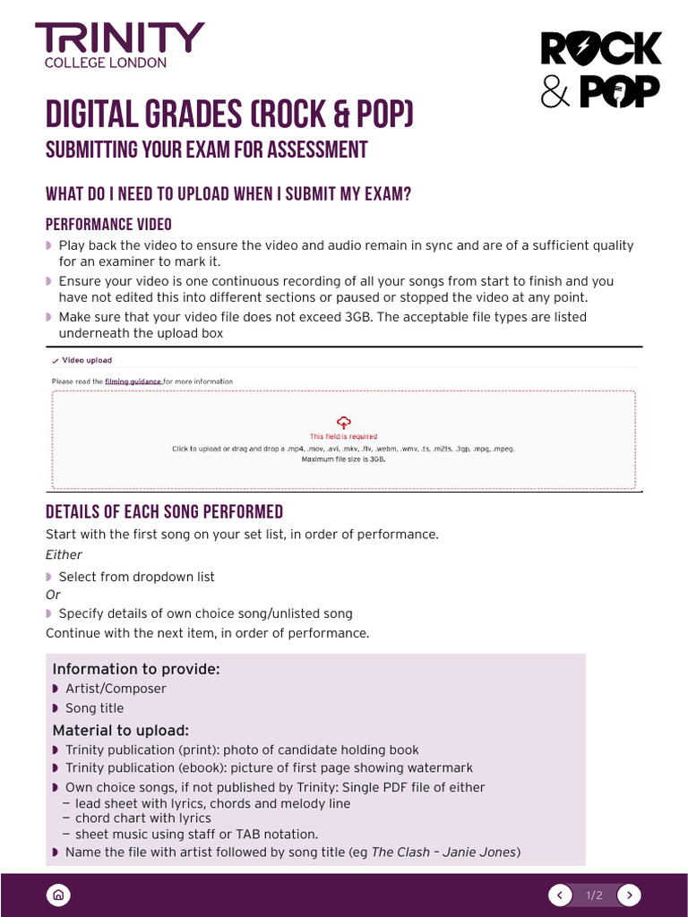 Rock & Pop Exam Submission Guide | PDF | Sheet Music | Computing