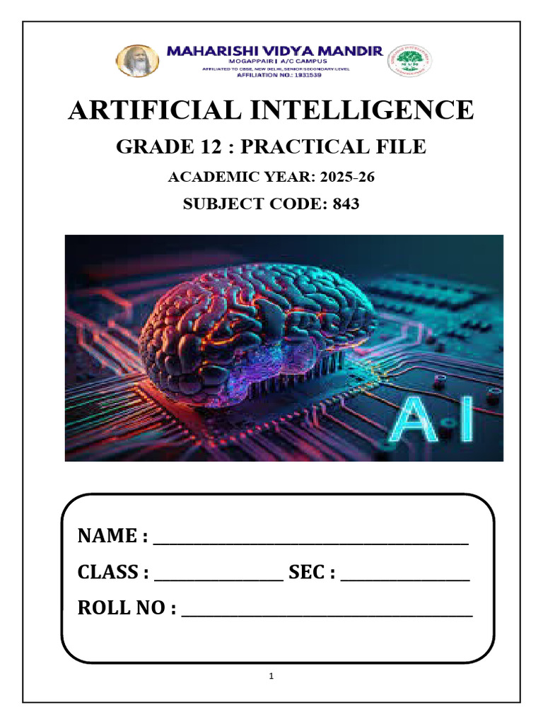 Grade 12 AI Practical File: Python & Data Analysis | PDF | Receiver ...