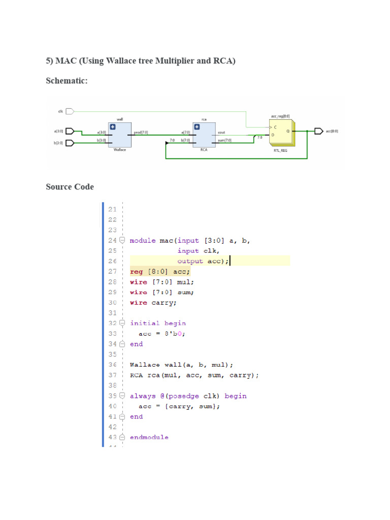 MAC Using Wallace Tree | PDF