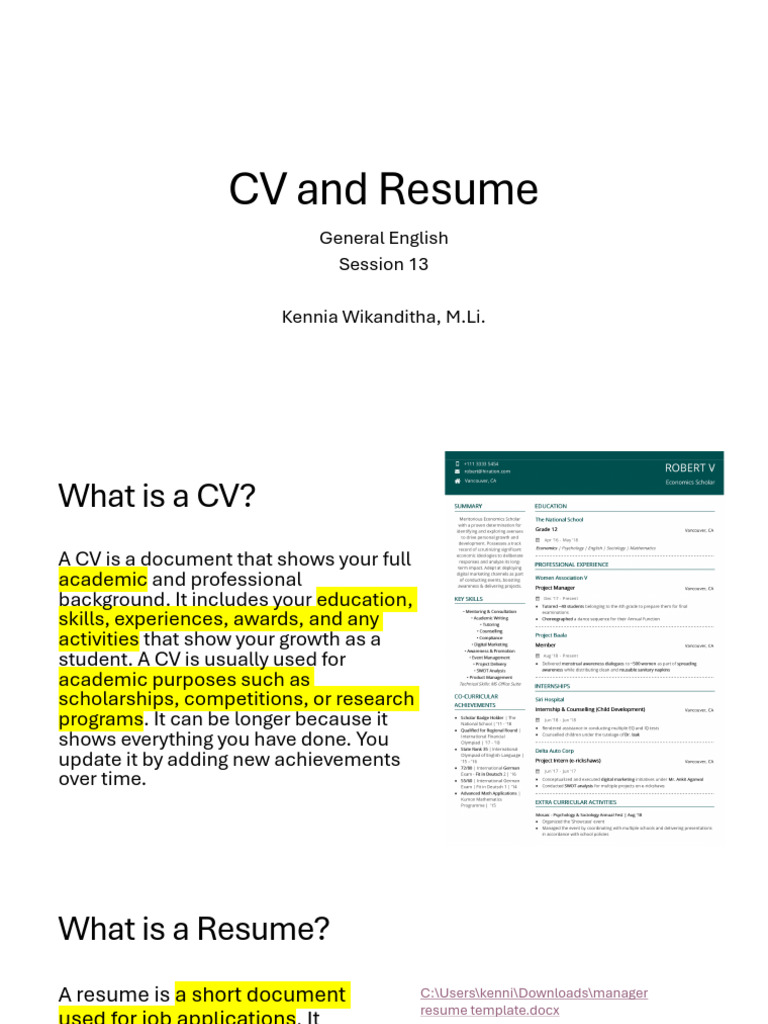 CV vs Resume: Key Differences Explained | PDF | Résumé