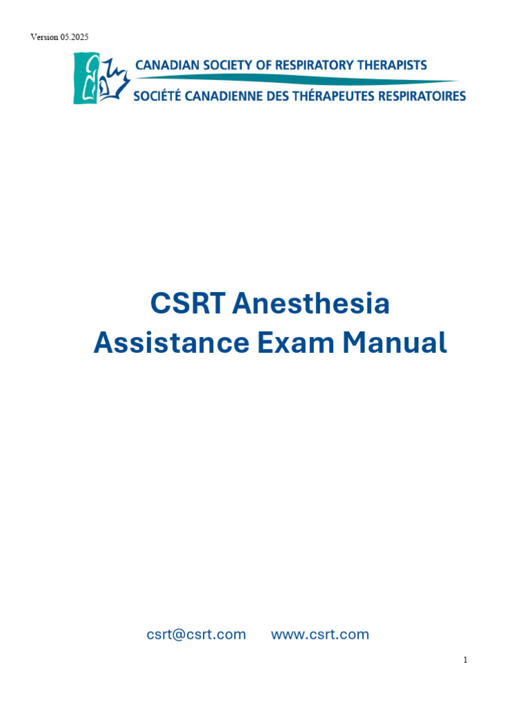 CSRT Anesthesia Assistance Exam Guide | PDF | Anesthesia | Disability