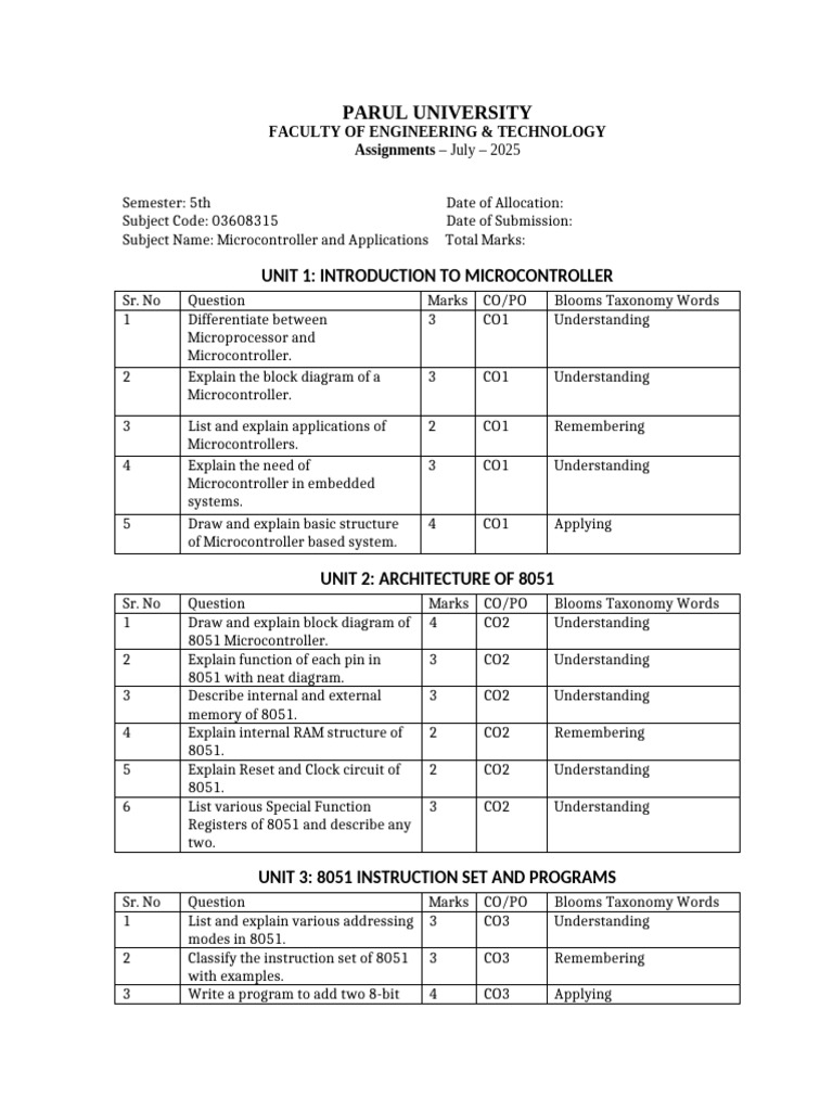 Parul University PIET-DS | PDF | Microcontroller | Digital Electronics