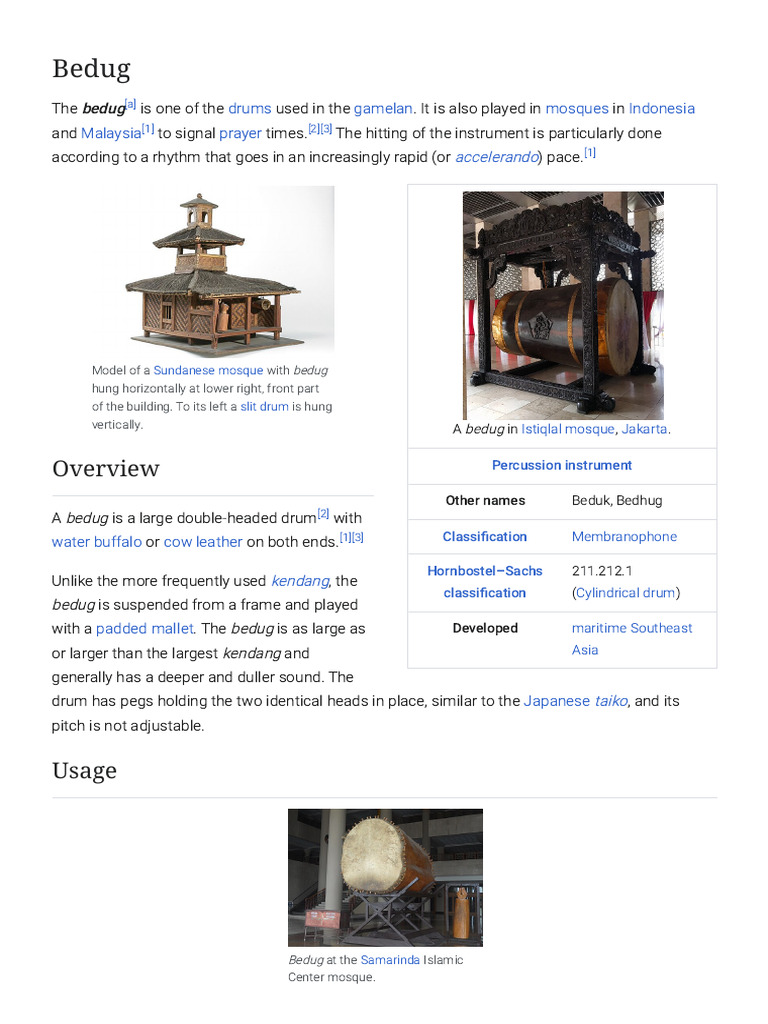 Bedug - Wikipedia | PDF