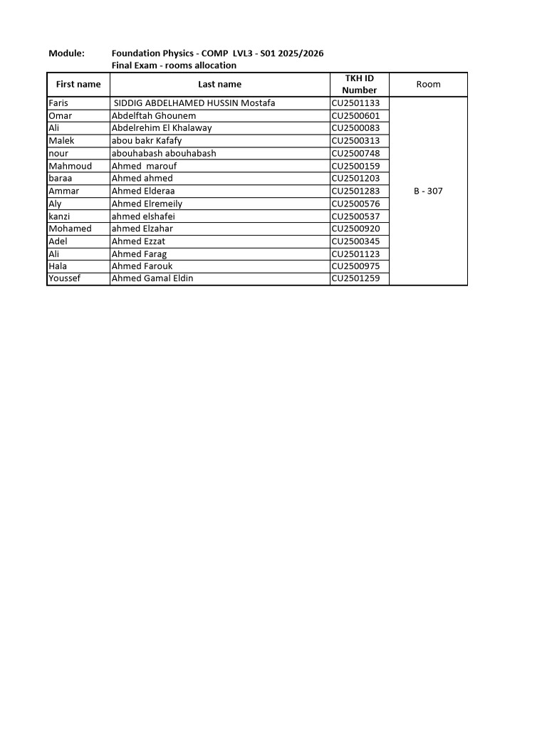 Final Exam - Rooms Allocation | PDF | Egypt