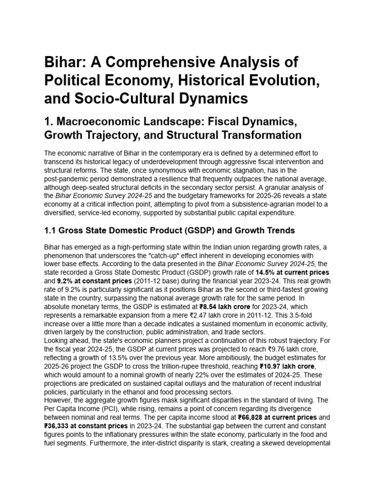 Bihar's Economic Growth and Challenges | PDF | Government Budget ...