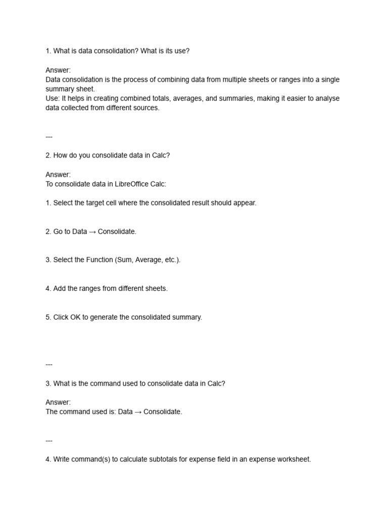 Data Consolidation and What-If Analysis in Calc | PDF | Mathematical ...