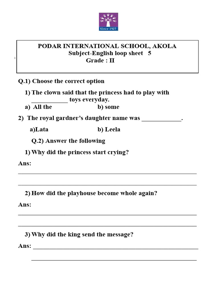 Grade II English Loop Sheet Activities | PDF | River | Earth Sciences
