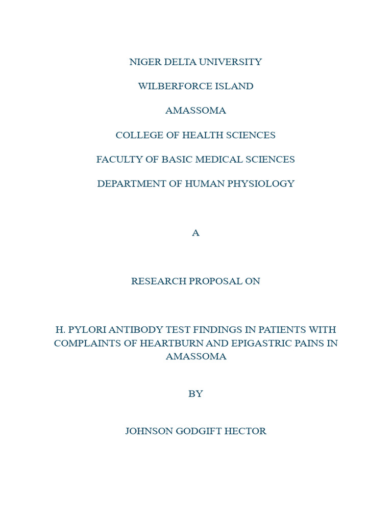 Research Proposal (Johnson Godgift Hector) | PDF | Indigestion | Heartburn