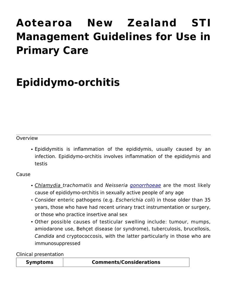 STI Epididymo-Orchitis | PDF | Human Diseases And Disorders | Medicine