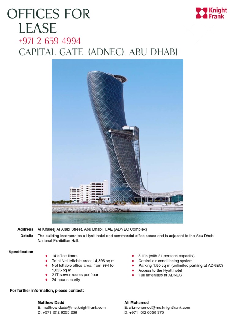 Capital Gate Adnec Abu Dhabi | PDF | United Arab Emirates | Environment