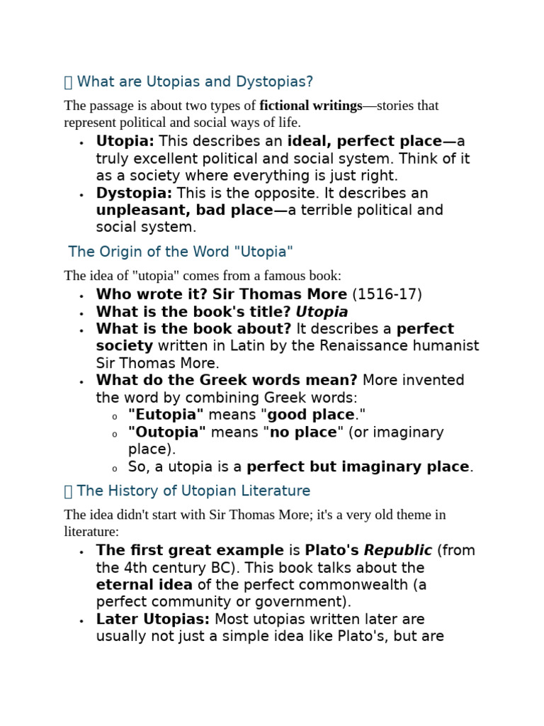 Utopias and Dystopias Explained | PDF | Utopian And Dystopian Fiction ...