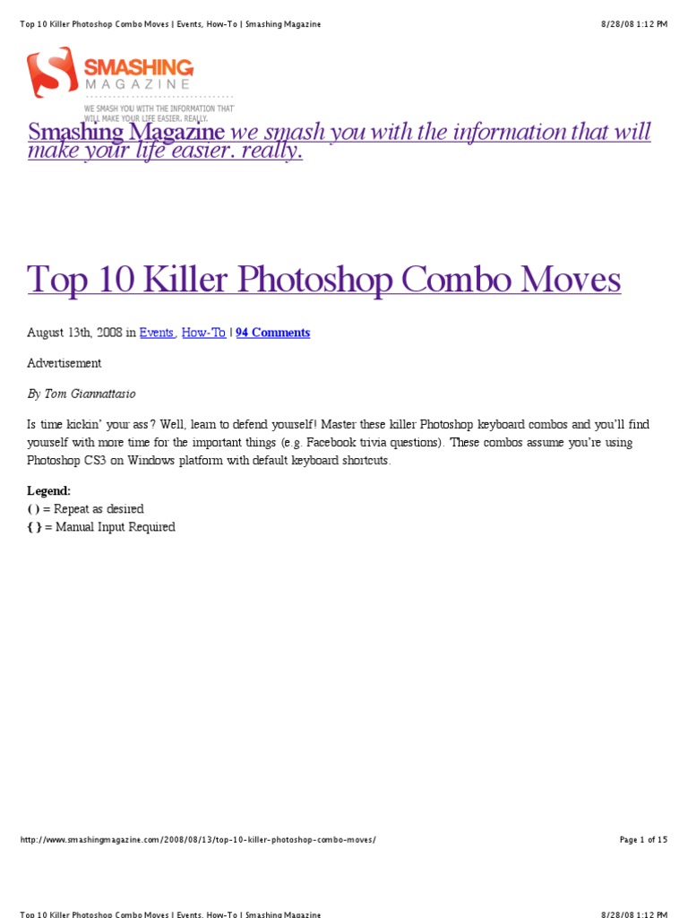 Top 10 Killer Photoshop Combo Moves - Events, How-To | PDF | Adobe ...