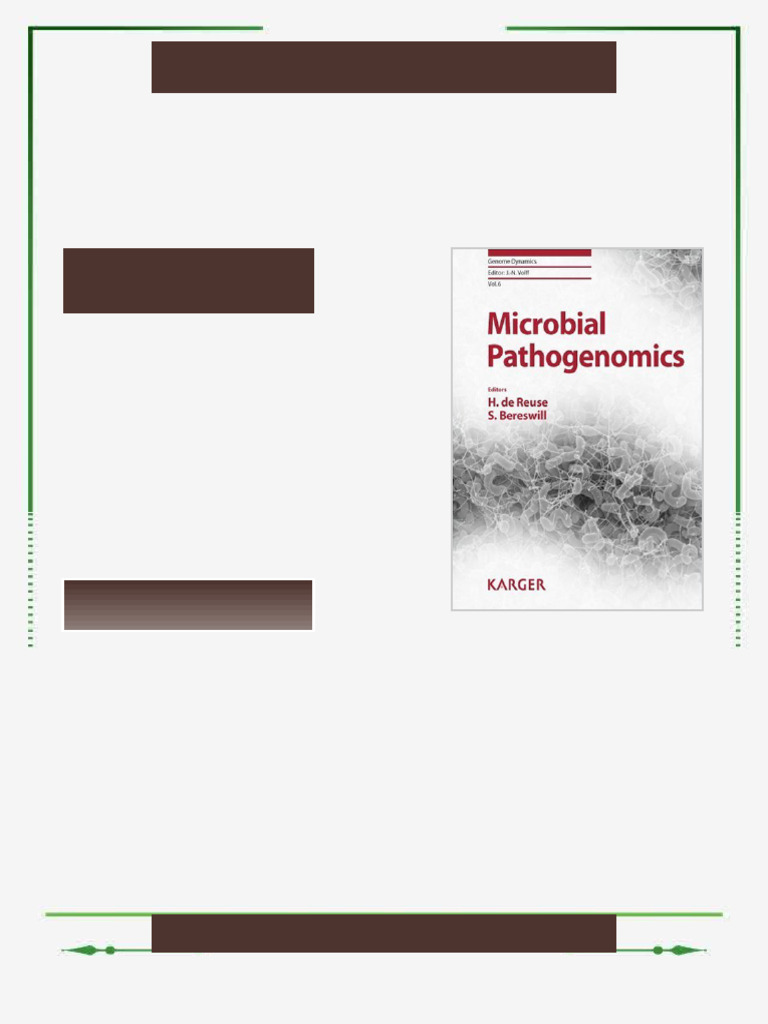 Microbial Pathogenomics Genome Dynamics 1st Edition Hilde De Reuse ...