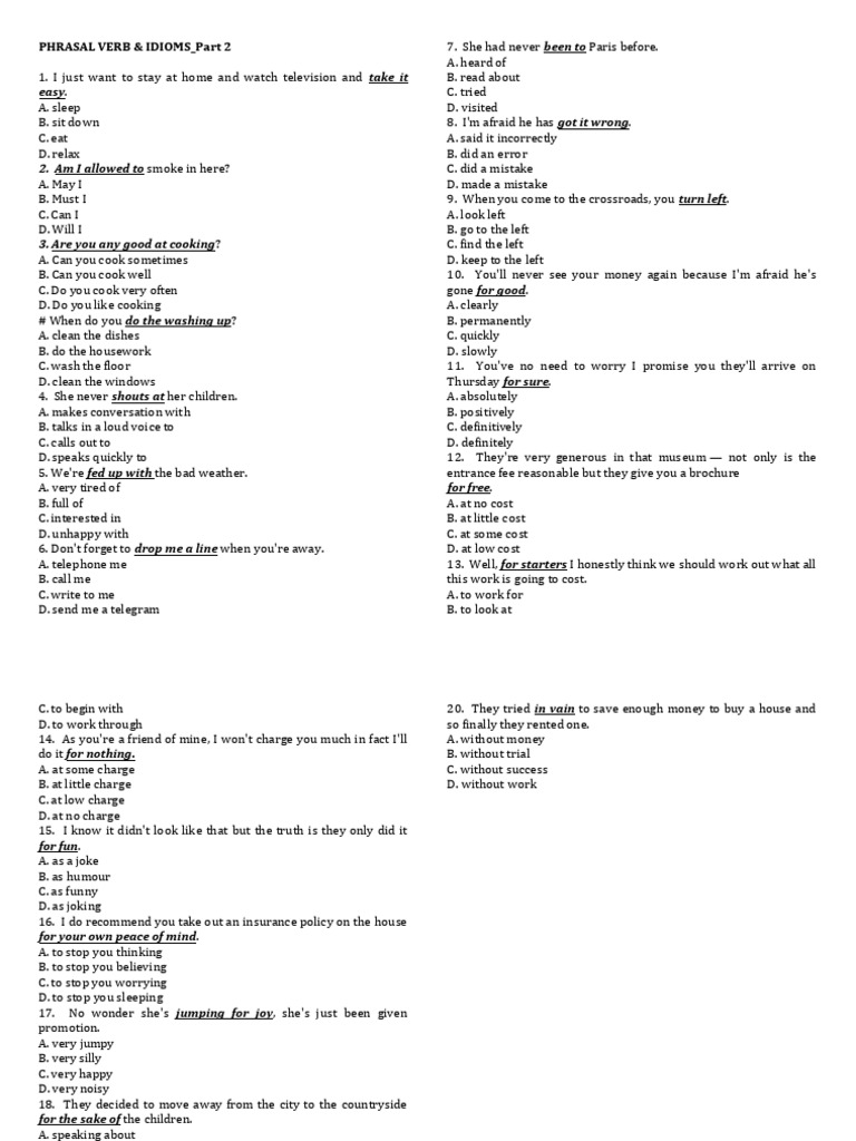 Phrasal-Verb 2 Question | PDF