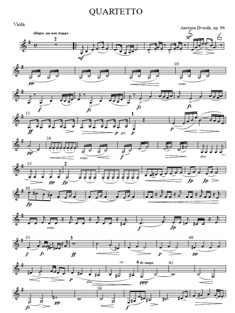 Quatuor de Dvořák, op. 96 : Analyse musicale | PDF