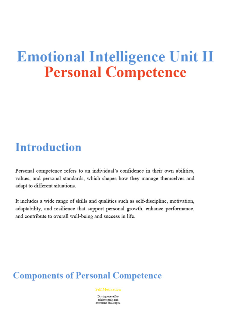 Personal Competence-U2 16102025 Final (1) | PDF | Emotions | Emotional ...
