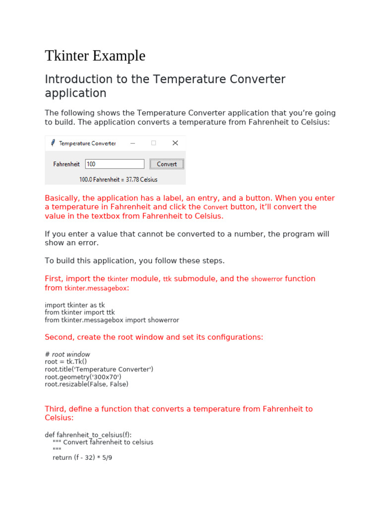 Tkinter Example Fahrenheit To Celsius | PDF | Fahrenheit ...