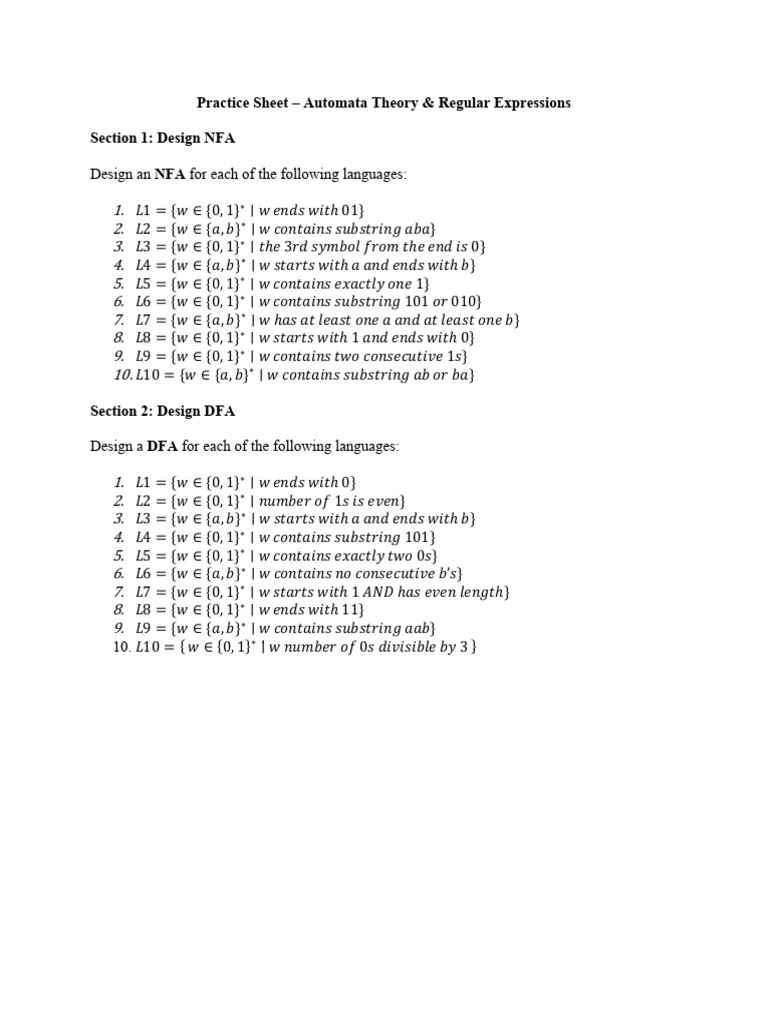 TOC Practice Sheet-MID Solution | PDF